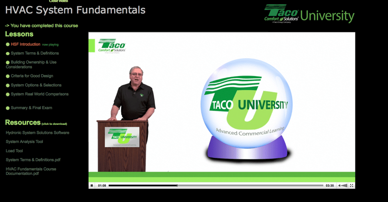 Manufacturer News: Taco's HVAC System Fundamentals Course for PDH Credit